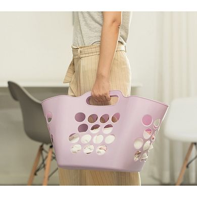 Flexible Plastic Carry Laundry Basket Holder Square Storage Hamper With ...