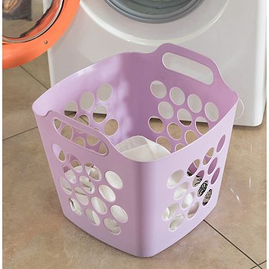 Flexible Plastic Carry Laundry Basket Holder Square Storage Hamper With ...