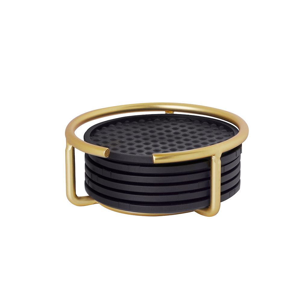 Spectrum Euro Gold Coaster Container & Coaster Set