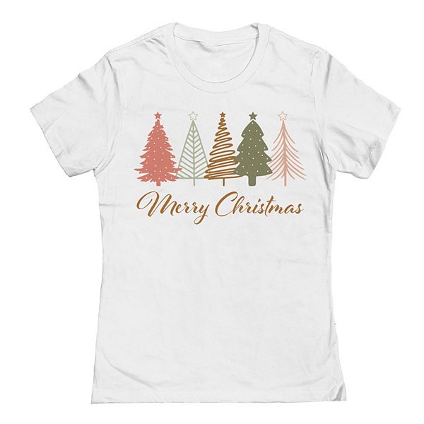 Junior's Merry Christmas Trees Graphic Tee