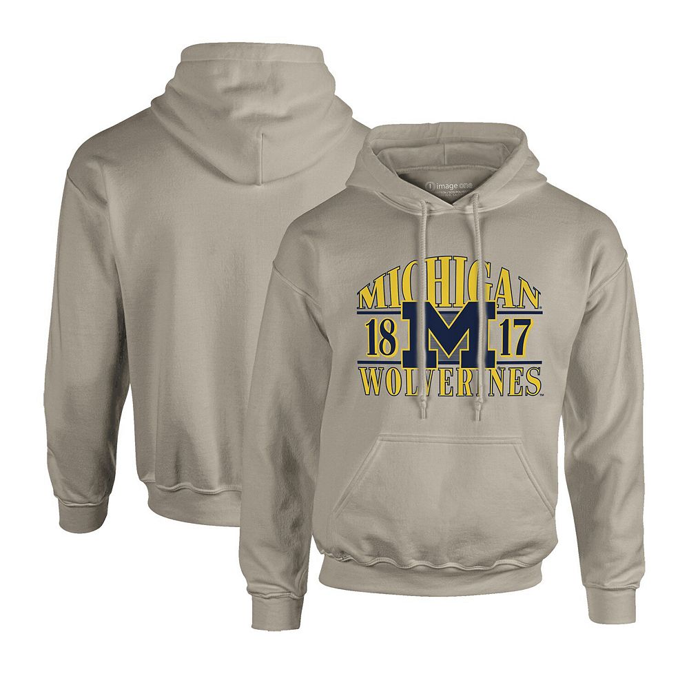 Men's Cream Michigan Wolverines Upper Arch Letters Pullover Hoodie