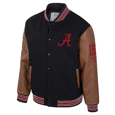Men's Colosseum Black Alabama Crimson Tide Letterman Full-Snap Varsity ...