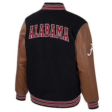 Men's Colosseum Black Alabama Crimson Tide Letterman Full-Snap Varsity ...