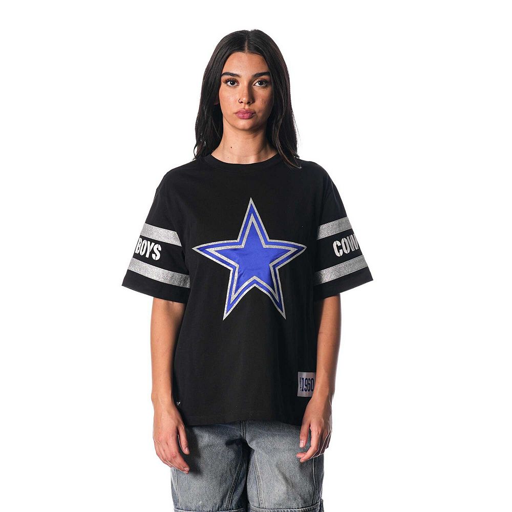 Women's The Wild Collective Black Dallas Cowboys Drop Shoulder T-Shirt