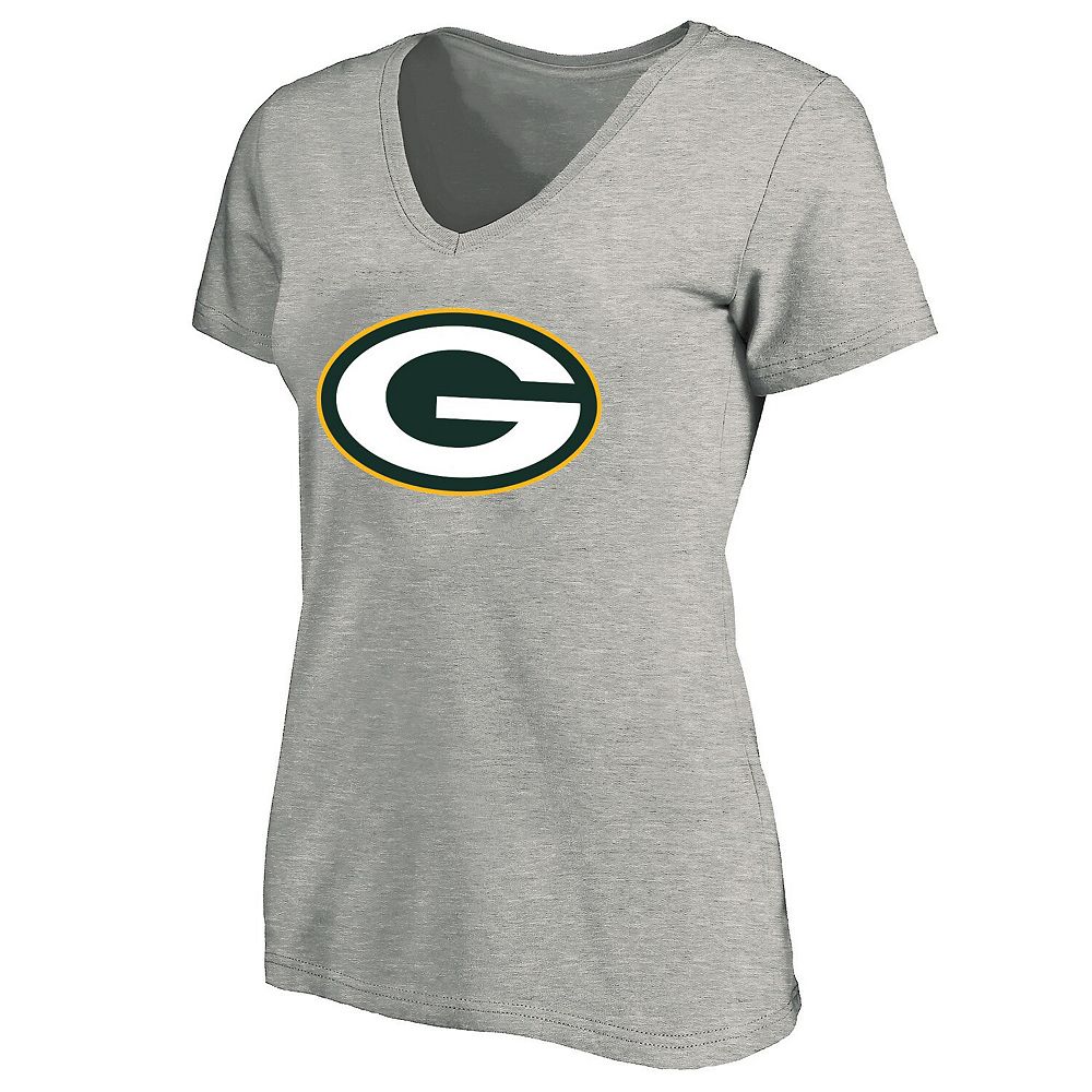 Women's Fanatics Heather Gray Green Bay Packers Plus Size V-Neck T-Shirt
