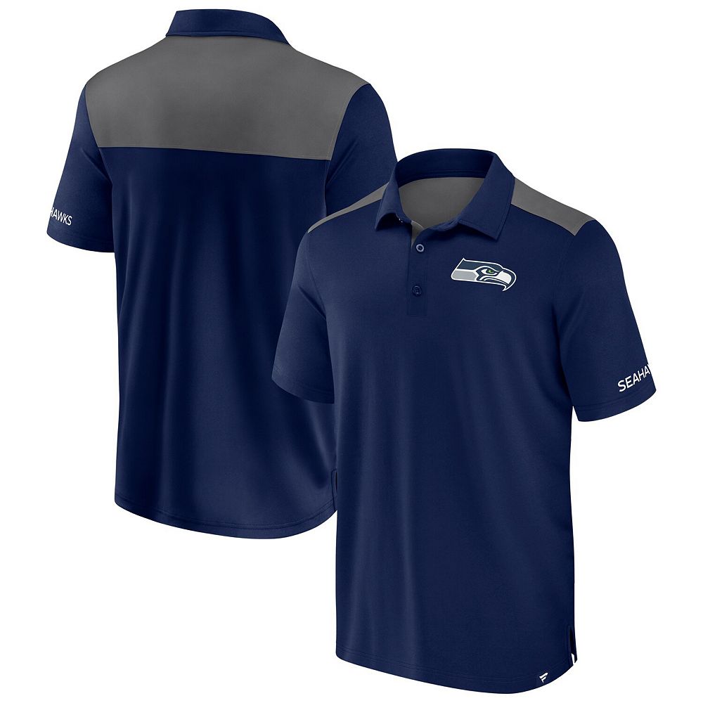 Men's Fanatics Navy/Gray Seattle Seahawks Colorblock Polo
