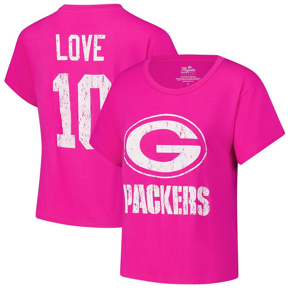 Women's Majestic Threads Jordan Love Pink Green Bay Packers Name ...