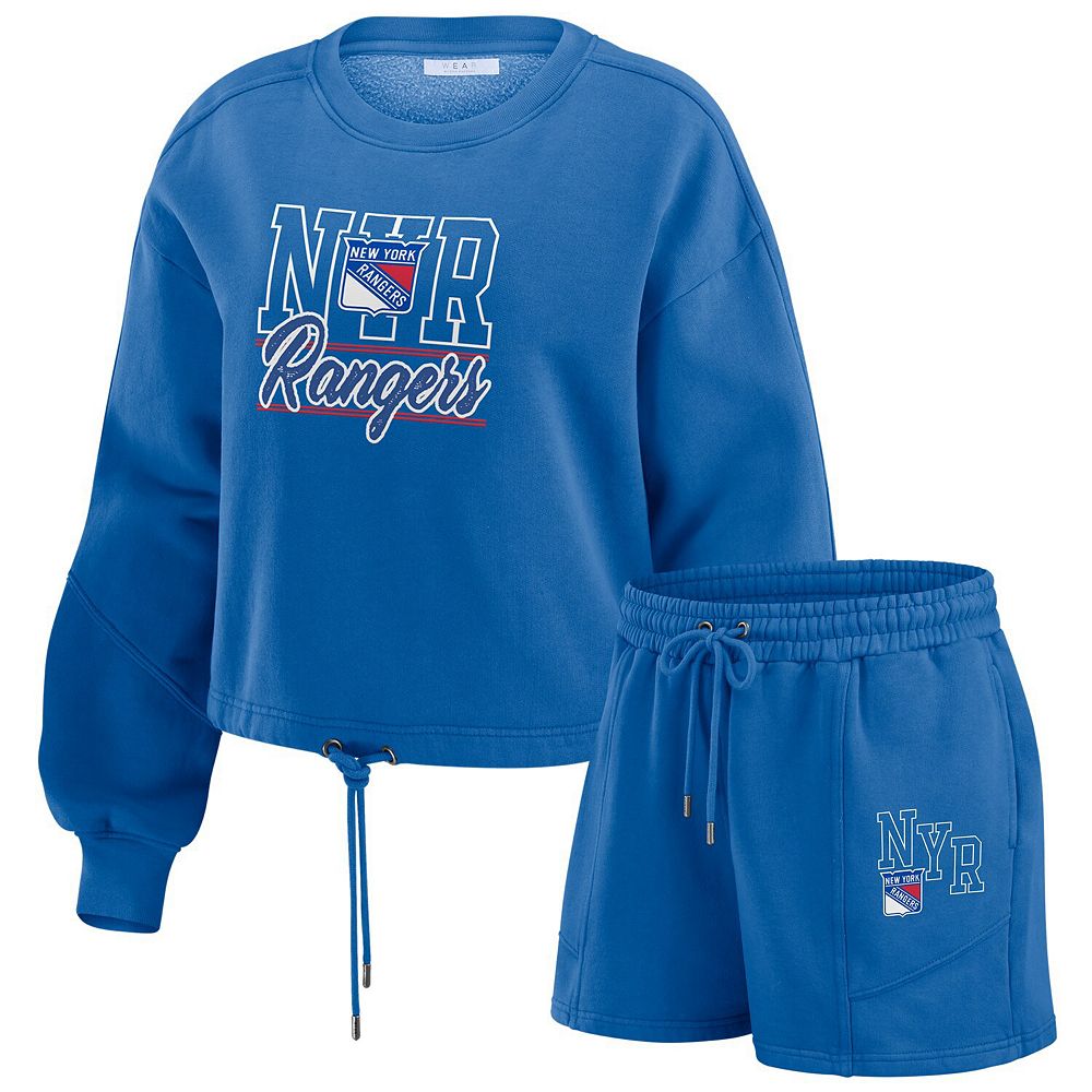 Women's WEAR by Erin Andrews Blue New York Rangers Washed Fleece ...