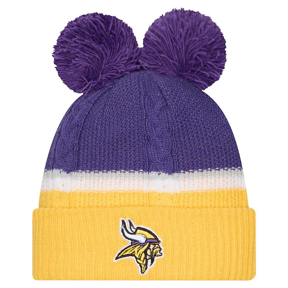 Women's New Era Purple Minnesota Vikings Double Bubble Cuffed Knit Hat ...