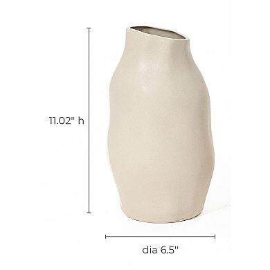 LuxenHome Ivory White Ceramic Modern Tall Vase
