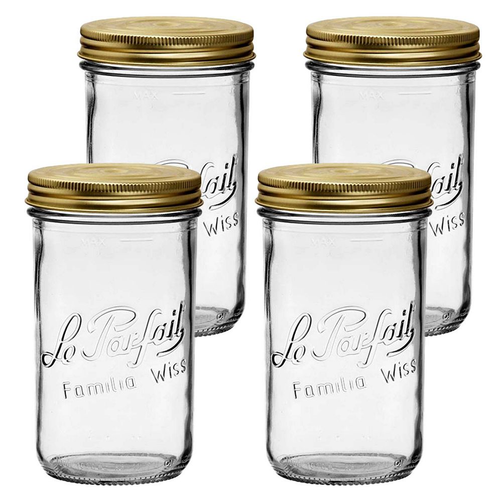 Le Parfait Familia Wiss Terrine French Glass Mason Jars With 2 Piece ...
