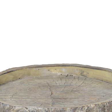 Decorative Round Shape Cemented Log Plate, Gray