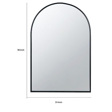 Cod 36 Inch Wall Mounted Mirror, Wide Arched Design Black Metal Frame