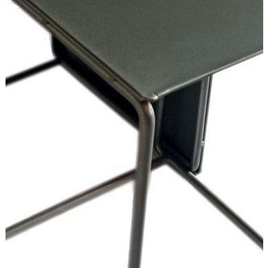 3 Piece Nesting End Tables With Sled Base, Rectangular, Gray Black Metal