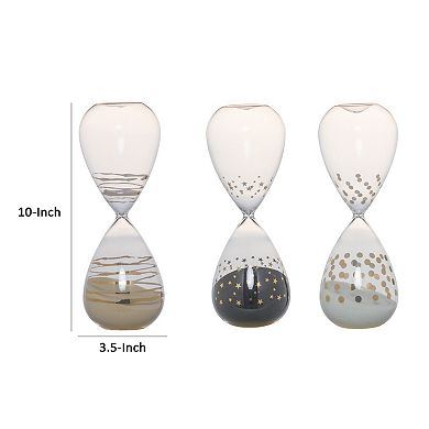 Doug Set Of 3 Decorative 60 Minute Hourglass Accent Decor, Colored Sand