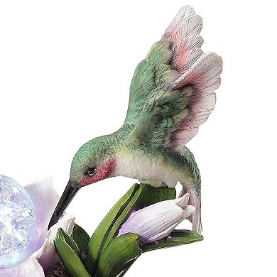 Eci 11 Inch Hummingbird Tabletop Fountain, Accent Crystal Led Light Ball