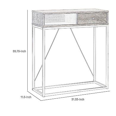 Bery 34 Inch Sideboard Console Table, 1 Cubby Shelf, 1 Drawer, Taupe, Black