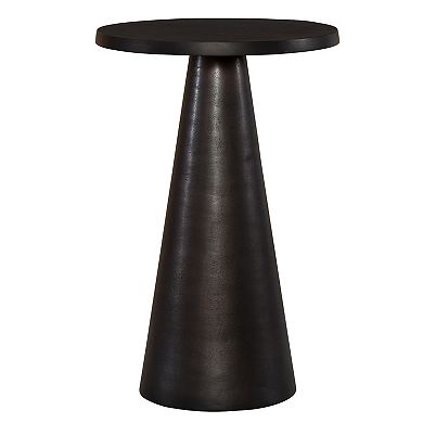 20 Inch Round Accent Table, Tapered Round Pedestal, Dark Bronze Aluminum
