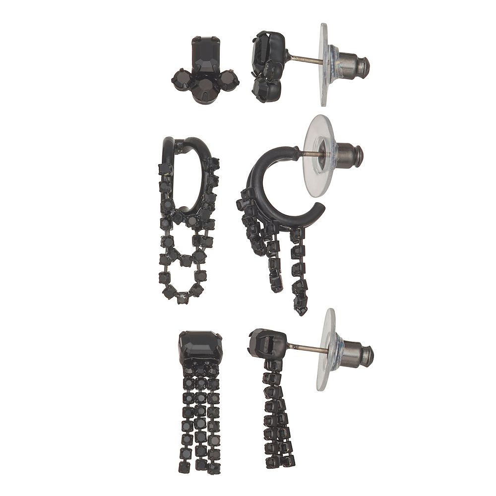 Simply Vera Vera Wang Jet Tone Stone Earring Trio Set