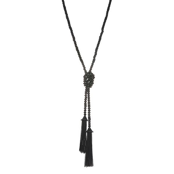 Simply Vera Vera Wang Jet Tone Tassel Beaded Y-Necklace