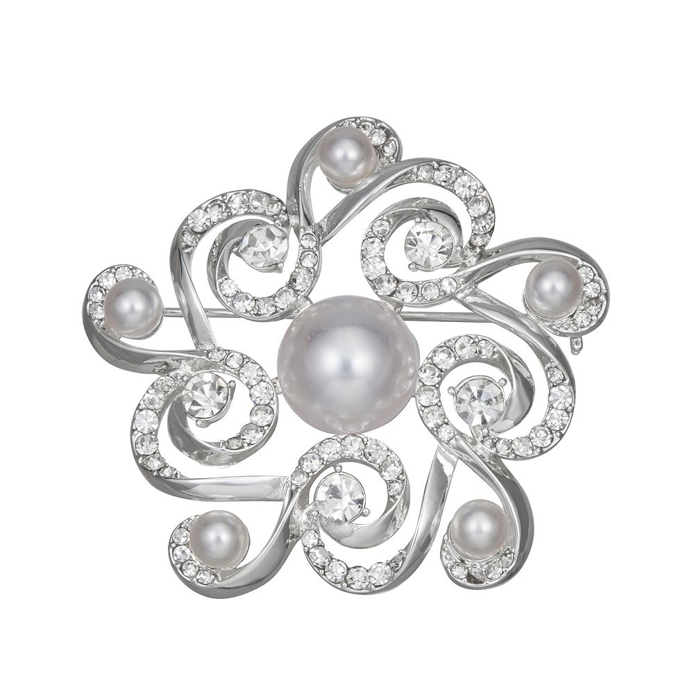 Napier Silver Tone Simulated Pearl Swirl Pin