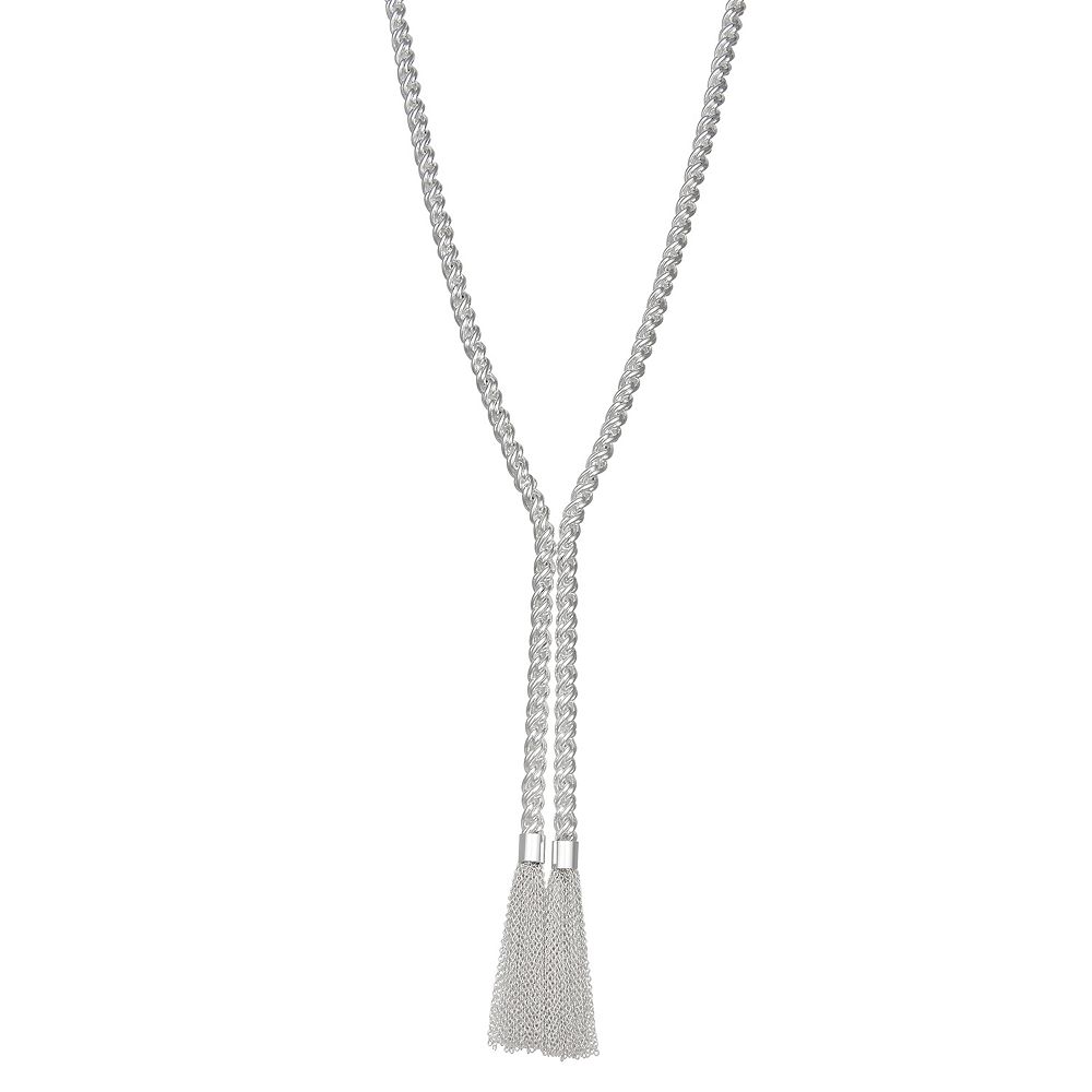 Napier Silver Tone Tri-Bonds Y-Necklace