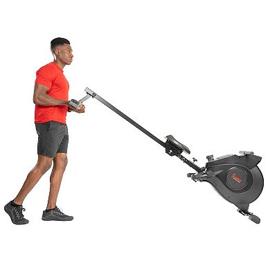 Sunny Health & Fitness Magnetic Rowing Machine Rower, Long Rail Length ...