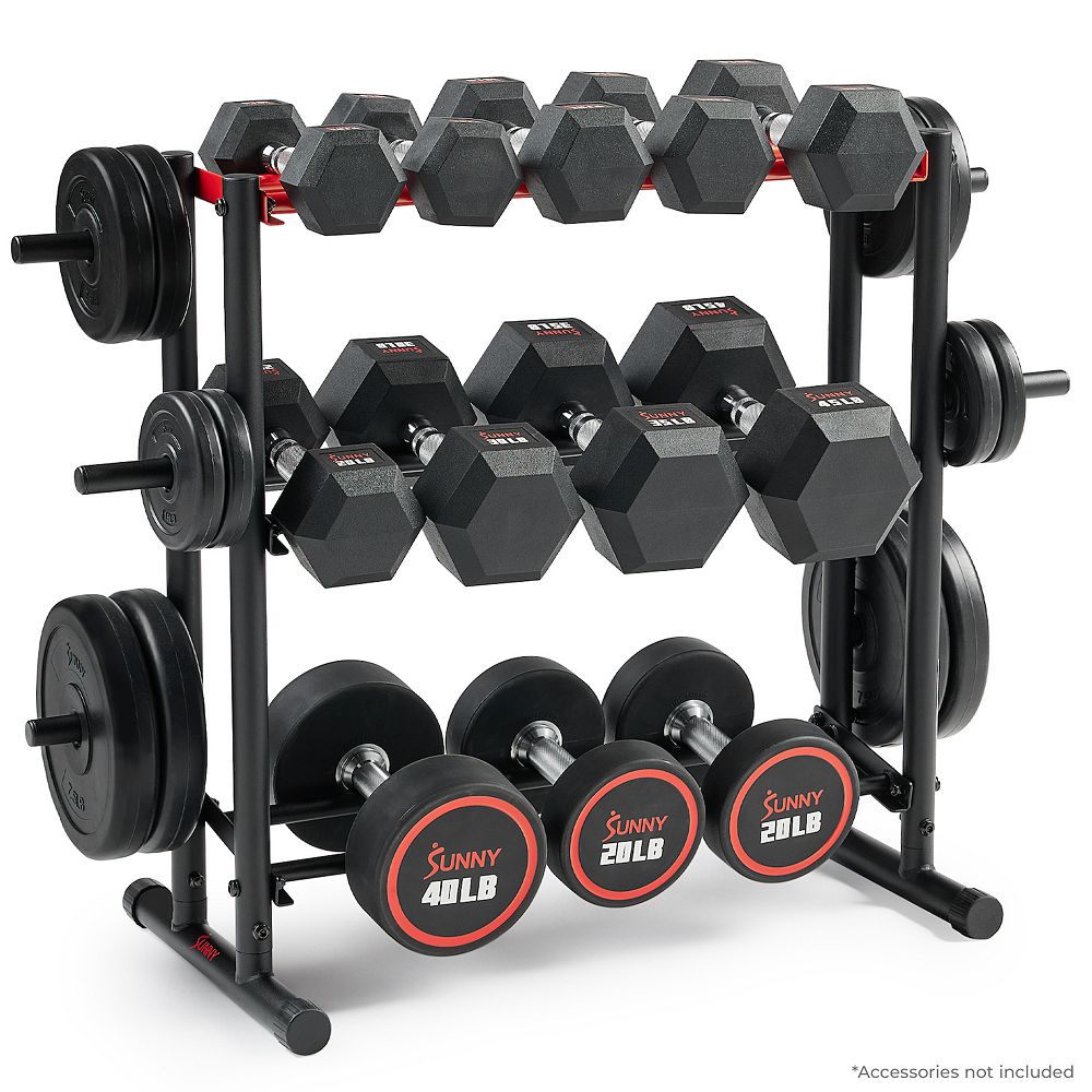 Sunny Health & Fitness 3-Tier Weights Storage Rack
