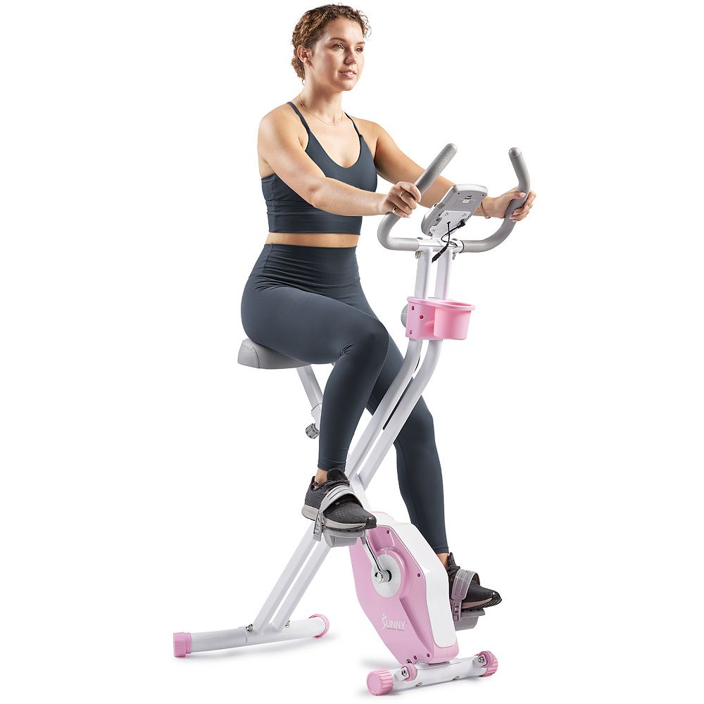 Sunny Health & Fitness Pink Foldable Magnetic Exercise X-Bike