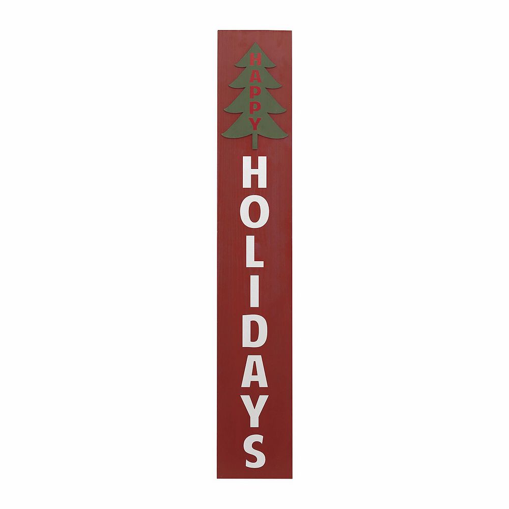 Parisloft Happy Holidays Vertical Wood Christmas Wall Sign for Front ...