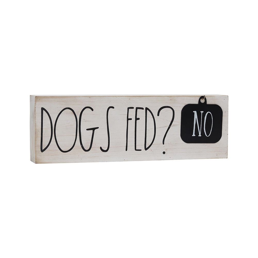 Parisloft Dogs Fed Yes or No Rusic Dog Sign, Cute Dog Sign, 15 x 4.75 ...
