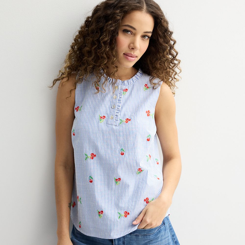 Women's Draper James Sleeveless Embroidered Cherry Top