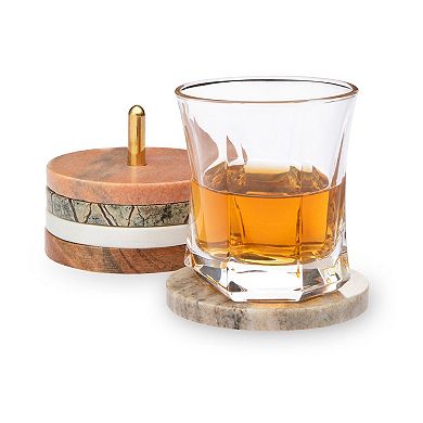 Godinger Silver Marble Colored Coaster Set with Stand