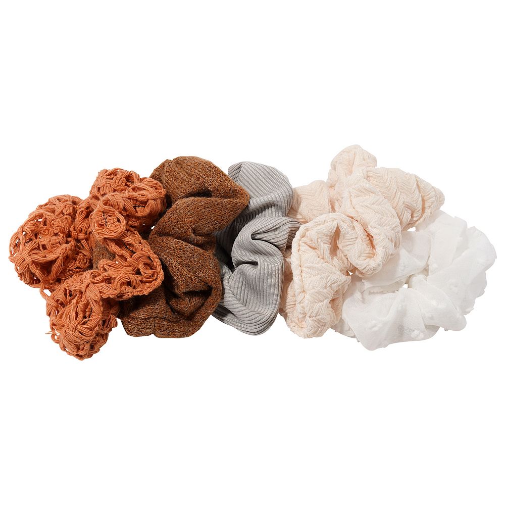 Emberly Neutral Tones Hair Scrunchie 5-Pack