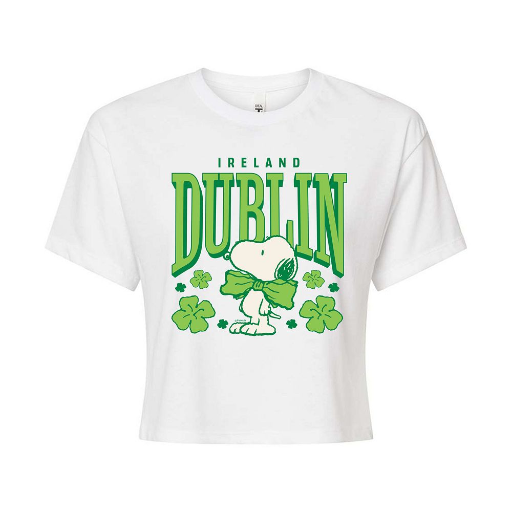 Juniors' Peanuts Snoopy Dublin Ireland Cropped Tee