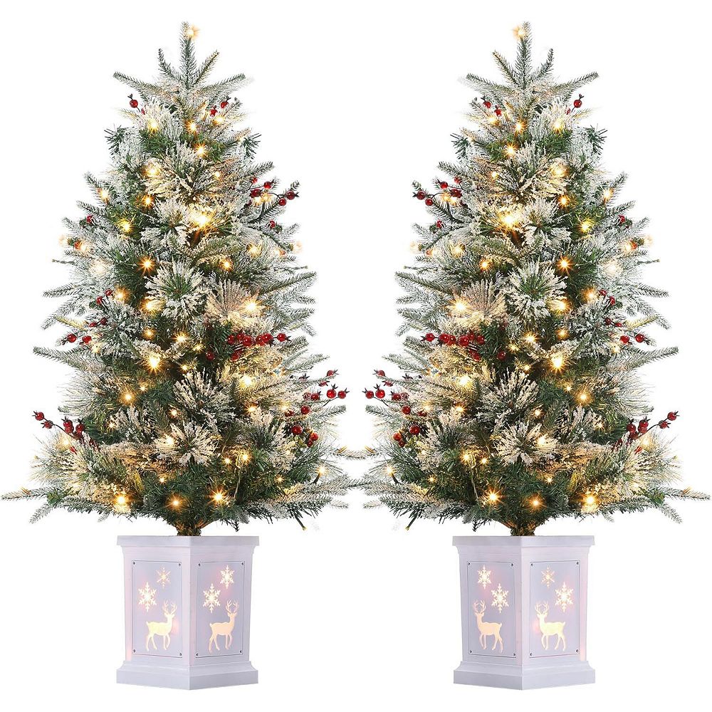 3FT Artificial Mini Christmas Tree with 78PCS 8 Mode Warm White Light ...