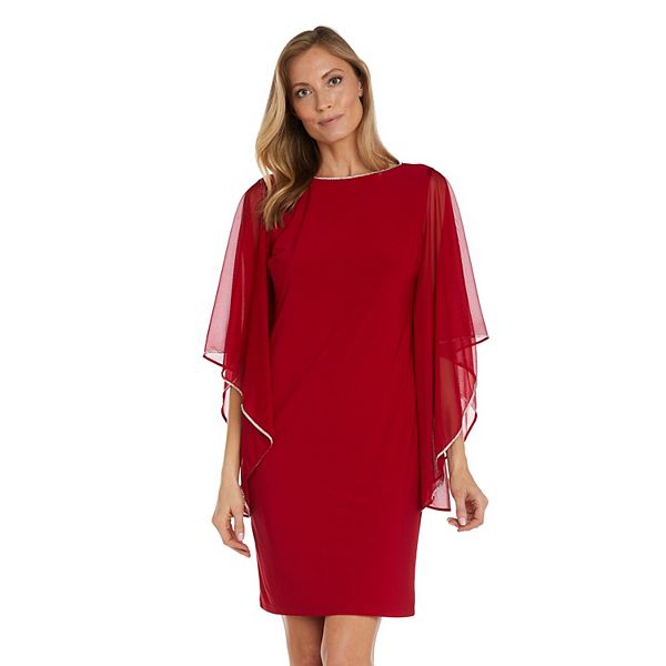 Womens Randm Richards Chiffon Butterfly Sleeve Sheath Dress