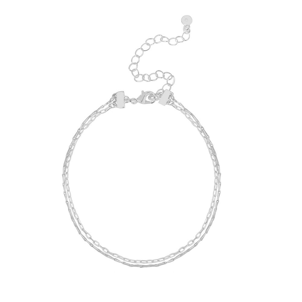 LC Lauren Conrad Silver Tone Simple Two-Row Chain Anklet