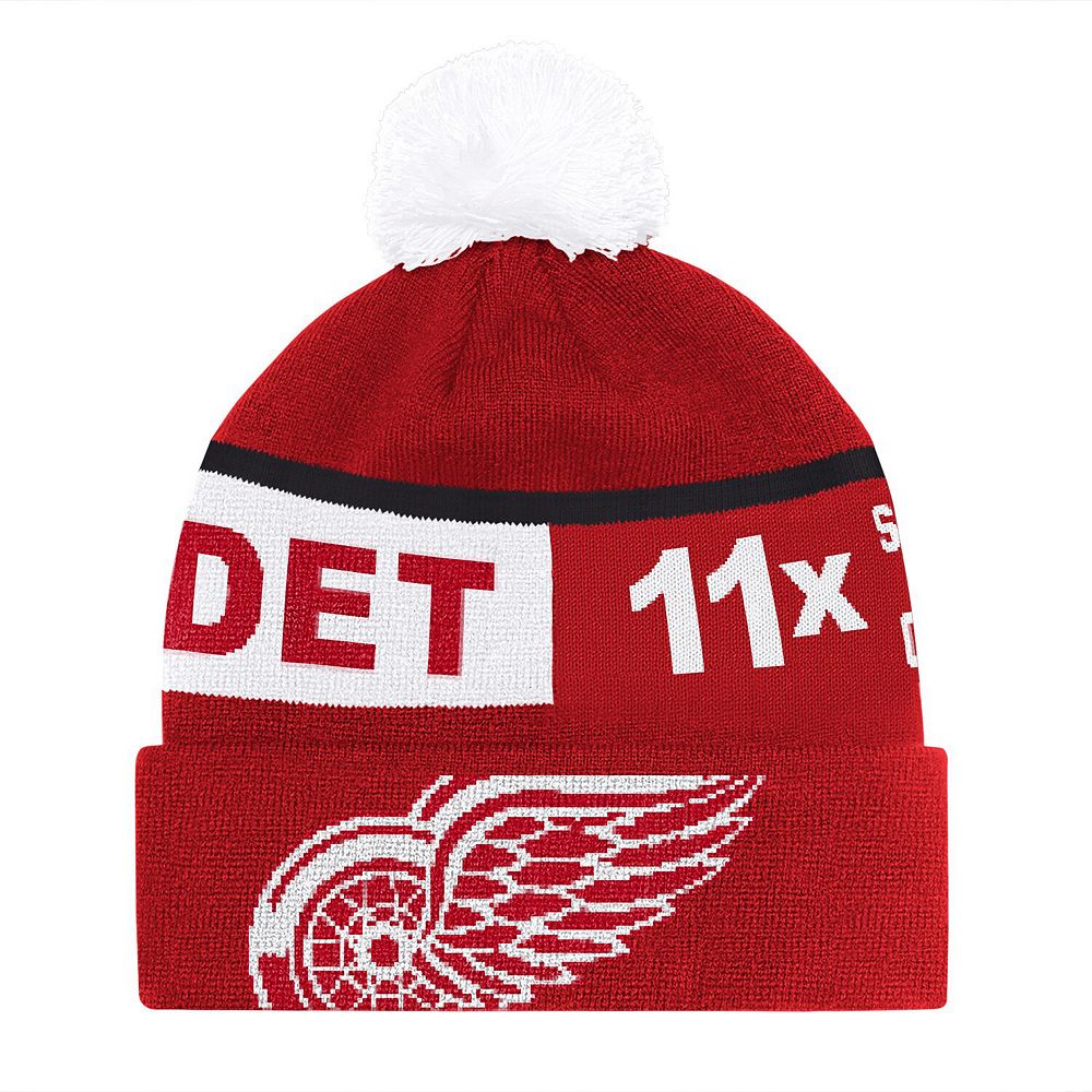 Men's Starter Red Detroit Red Wings Chyron Commemorative Cuffed Knit ...