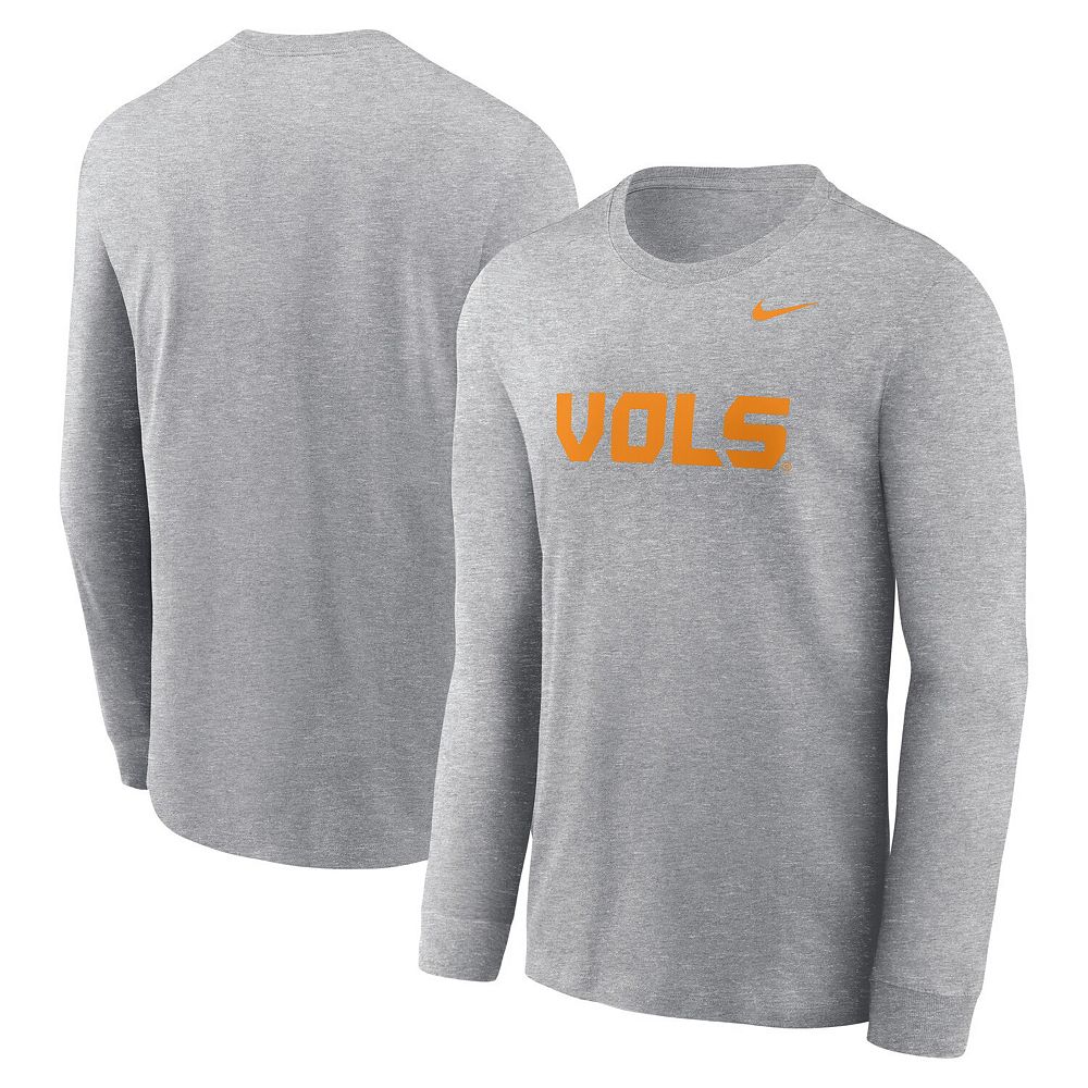 Men's Nike Heather Gray Tennessee Volunteers Alternate Logo Long Sleeve ...