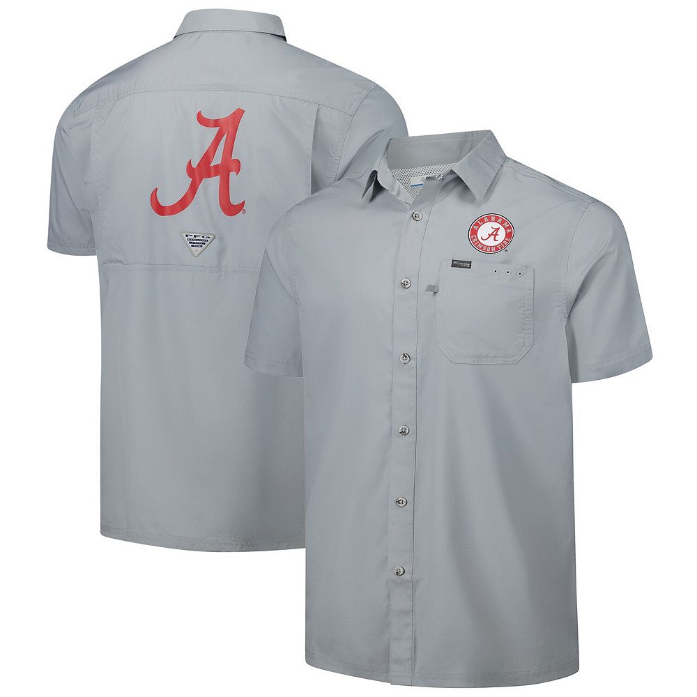 Men's Columbia Gray Alabama Crimson Tide PFG Slack Tide Omni-Shade ...