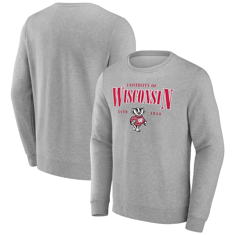 Men's Fanatics Gray Wisconsin Badgers True Classics Act Fast Fleece ...