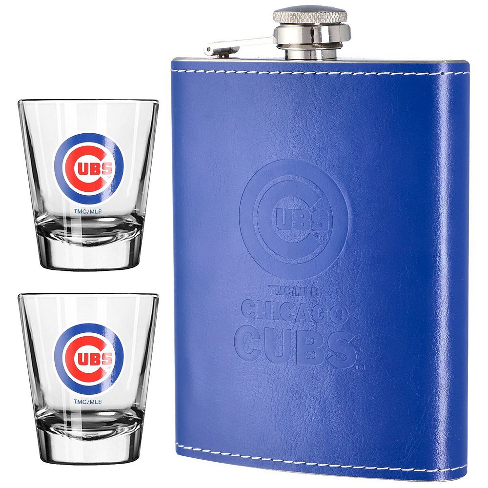 The Memory Company Chicago Cubs Three-Pack 8oz. Leather Flask & 2oz ...