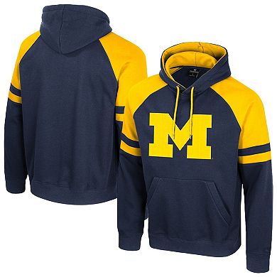 Men's Colosseum Navy Michigan Wolverines Todd Raglan Pullover Hoodie