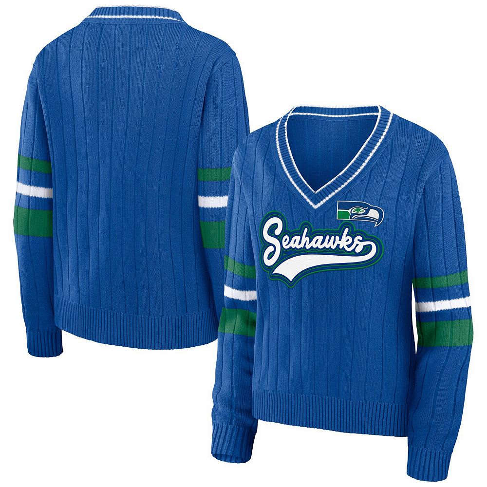 Women's WEAR by Erin Andrews Royal Seattle Seahawks Throwback V-Neck ...