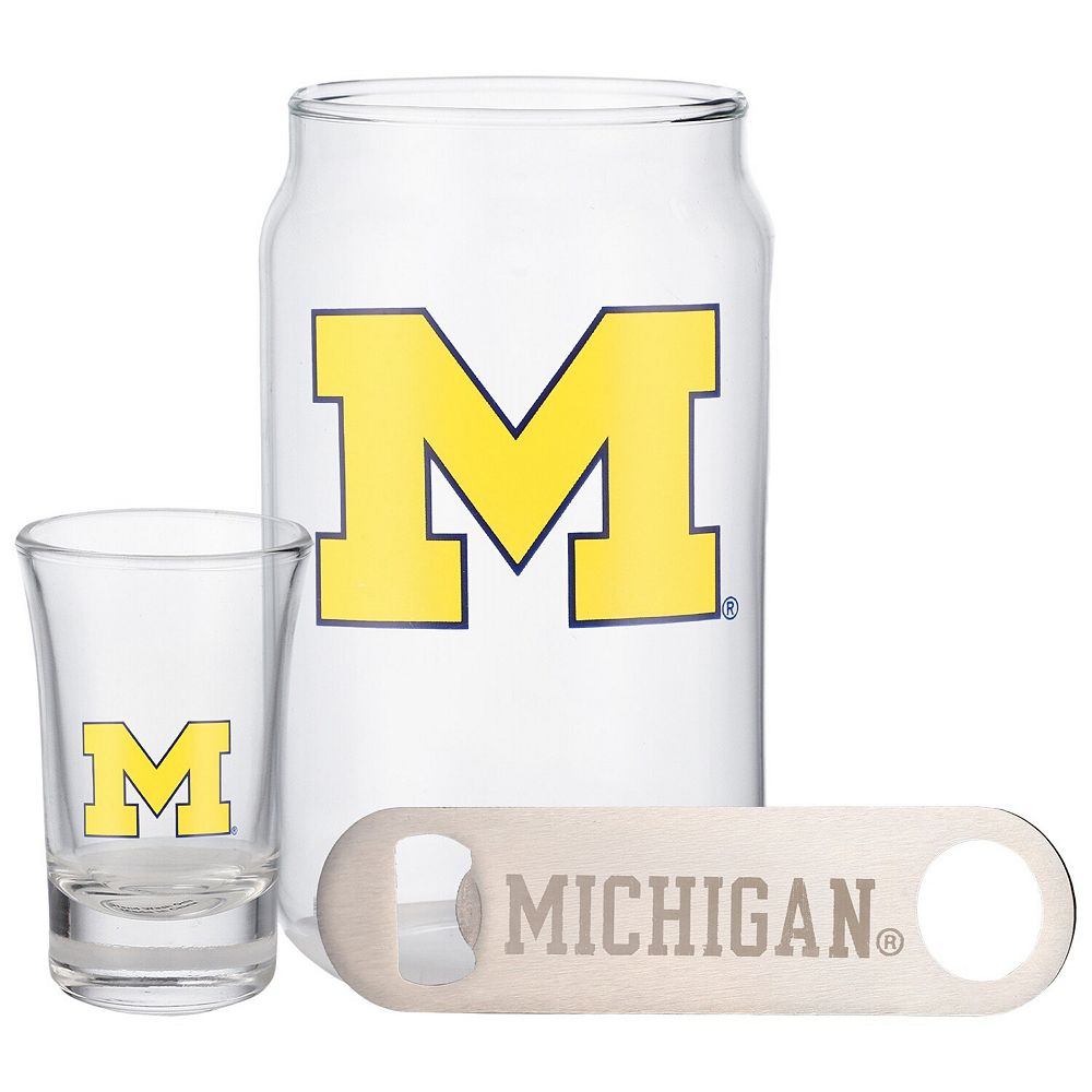 "The Memory Company Michigan Wolverines Three-Pack Beer Glass, 2oz ...