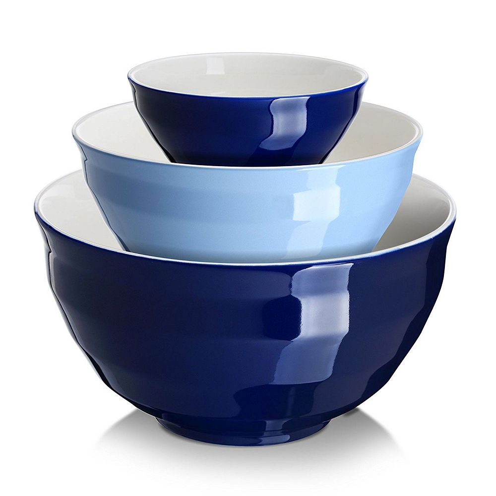Ceramic Mixing Bowls for Kitchen, Size 3.2/1.6/0.5 Qt Large Serving ...