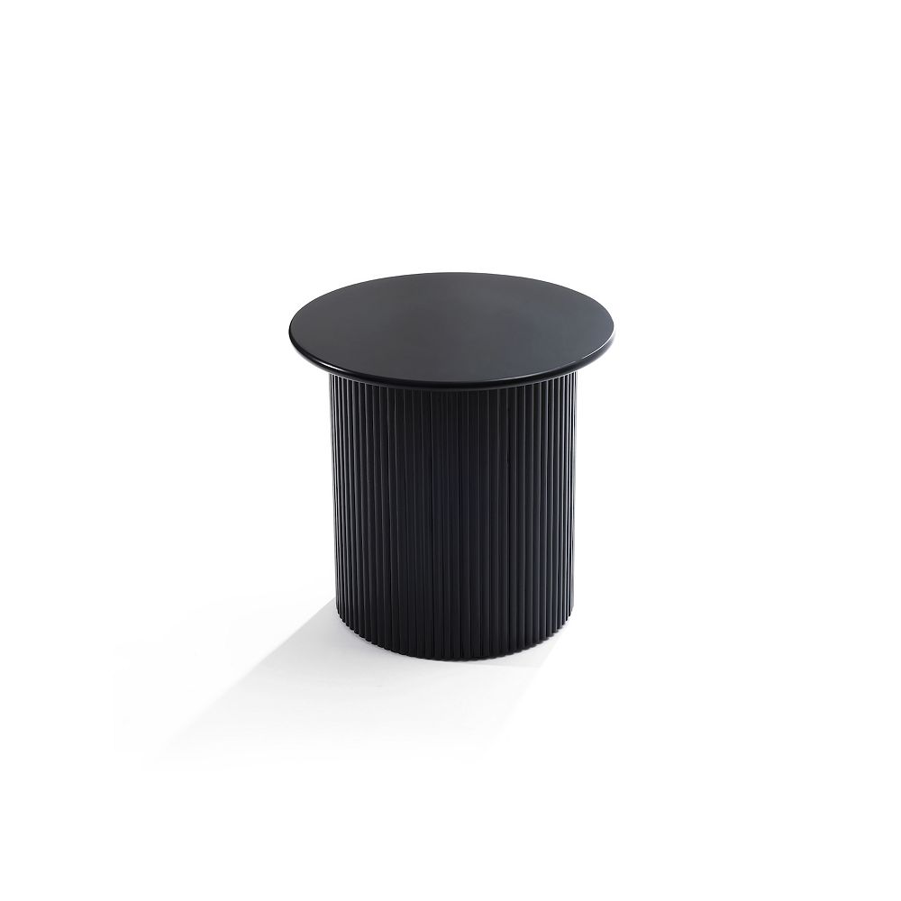LuxenHome 15'' Small Accent Table Compact Size Black Fluted Fir & MDF ...