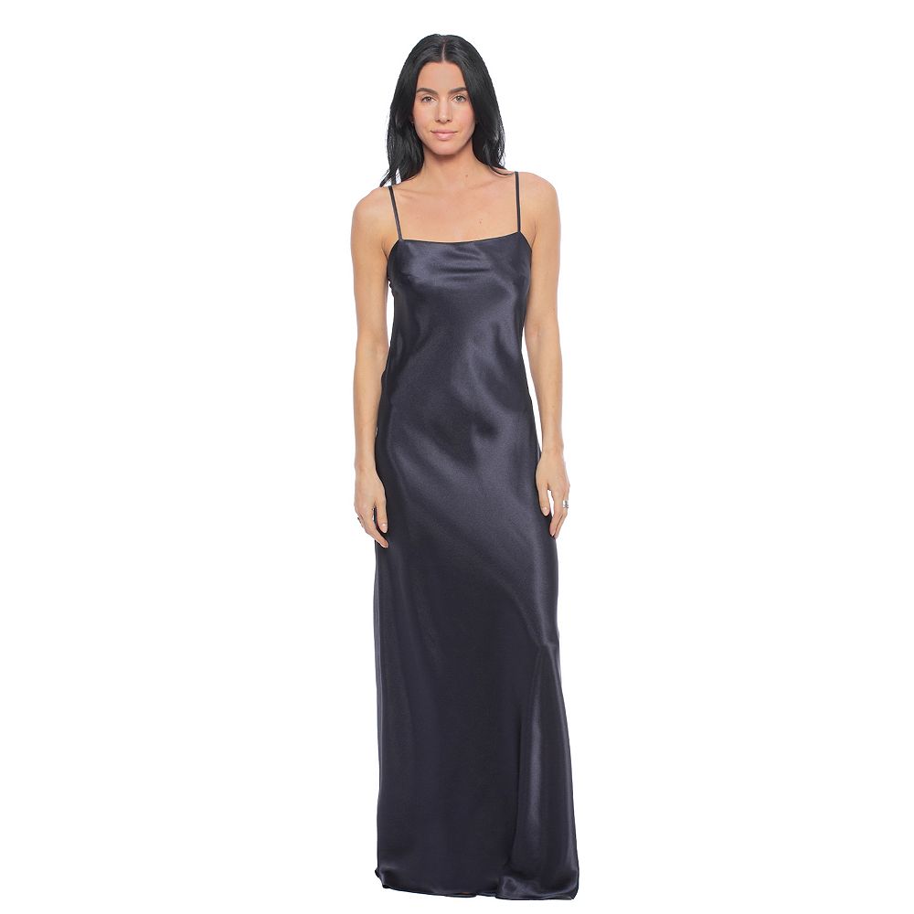 Juniors' Jump Apparel Satin Cowl Back Detail Gown