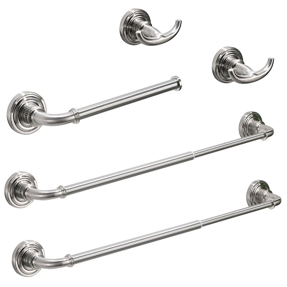 Adjustable Brushed Nickel Bathroom Hardware Set 4-Piece